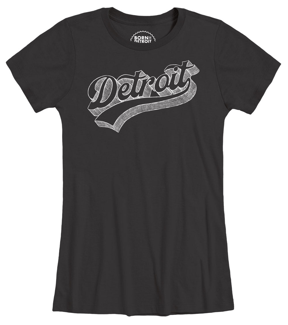 Ladies Detroit Script Black – Born In Detroit